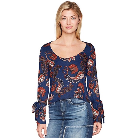 Anthropologie | Tops | Floral Print Bow Sleeve Blouse Top | Poshmark